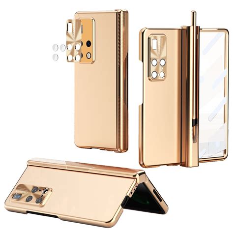 For Huawei Mate X Electroplating Hinged Folding Phone Case With S Pen Fold Edtion Gold