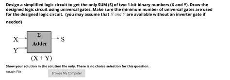 Solved Design A Simplified Logic Circuit To Get The Only SUM Chegg