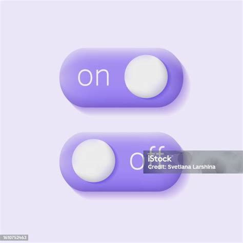 3d 켜기 및 끄기 토글 버튼 보라색 슬라이드 막대 아이콘입니다 잠금을 해제하고 잠급니다 소프트웨어 사용자 인터페이스 현대 벡터