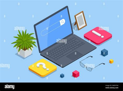 Isometric Question Marks Message Box With Question Chatbot Technology