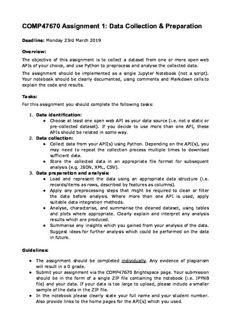 Pdf Comp47670 Assignment 1 Data Collection And Preparation