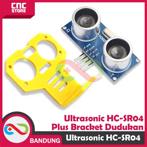Jual Hc Sr04 Sr04 Ultrasonic Distance Measuring Transducer Sensor With Bracket Yellow Shopee