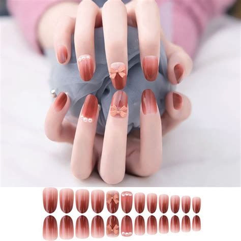 Накладные ногти с дизайном Средний Длинный 24 шт клей купить с доставкой по выгодным