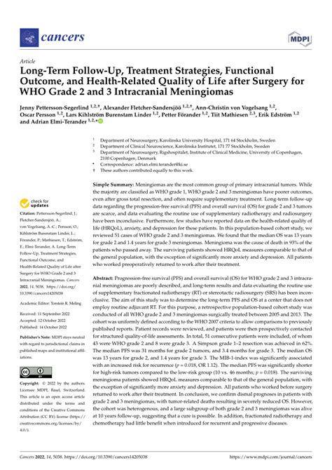 Pdf Long Term Follow Up Treatment Strategies Functional Outcome And Health Related Quality