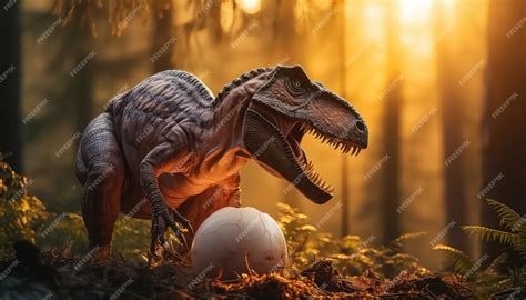 Premium Ai Image Tyrannosaurus Rex With Small Egg In Sunlight