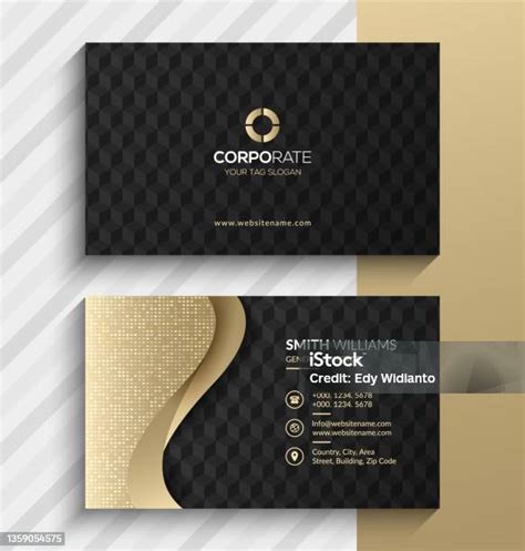 럭셔리 골드와 블랙 명함 템플릿 문구 디자인 플랫 디자인 인쇄 템플릿 벡터 일러스트레이션 그라데이션에 대한 스톡 벡터 아트 및