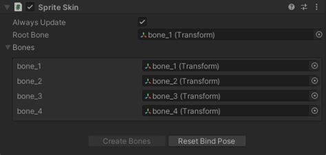 reset bind pose of 2d rigged sprite with unity s animation package unity engine unity