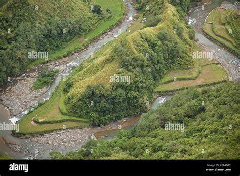 Birds Eye Shot Over The Rice Terraces Of Banaue In The Philippines
