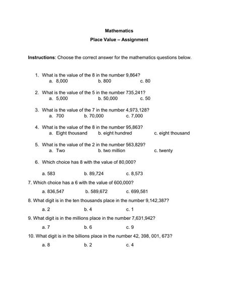 Place Value Worksheets Place Value Worksheets For Practice
