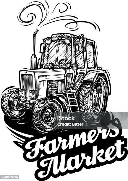 Traktor Pertanian Sketsa Yang Digambar Dengan Tangan Ilustrasi Vektor Ilustrasi Stok Unduh
