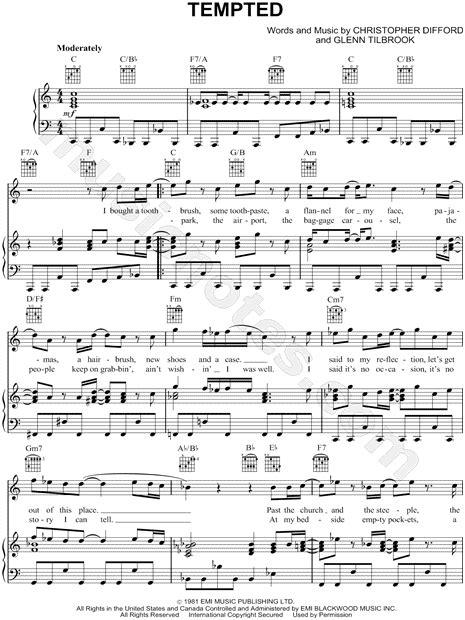 Squeeze Tempted Sheet Music In C Major Transposable Download