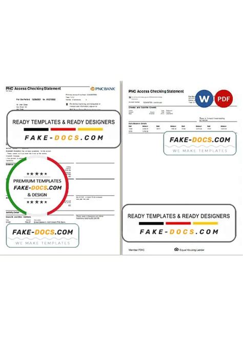 USA PNC Bank Statement Word And PDF Template 2 Pages Fake Docs Shop