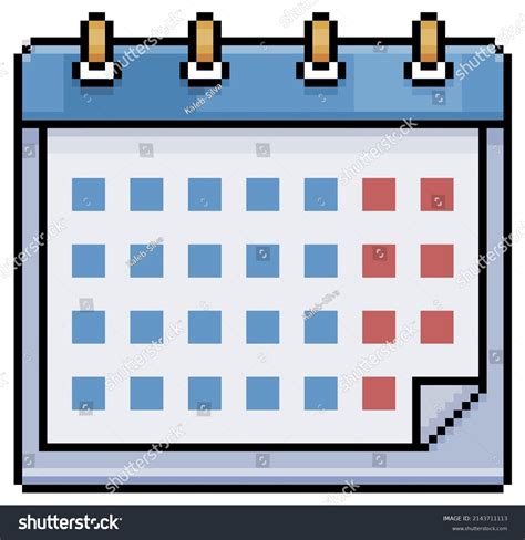 Pixel Art Calendar Vector Icon 8bit Stock Vector Royalty Free 2143711113 Shutterstock