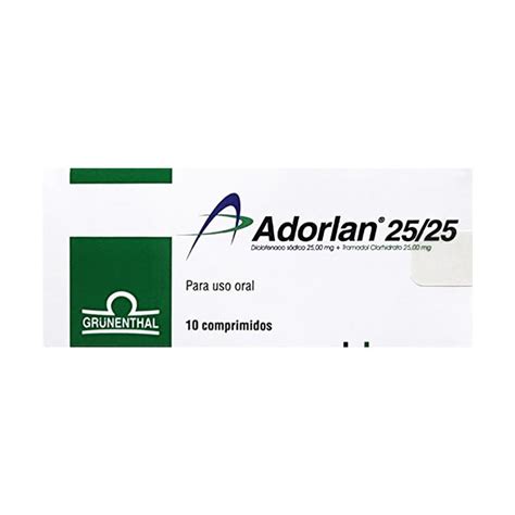 Adorlan 2525 Diclofenaco 25 Mg Tramadol 25 Mg 10 Comprimidos
