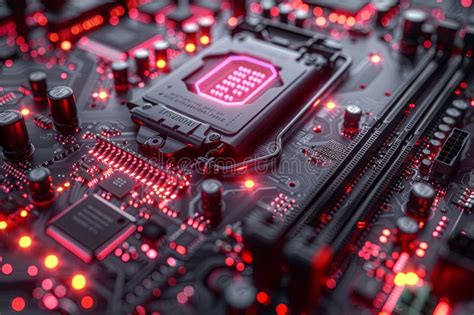 Hardware Chip Isolated On Black Background Electrical Circuit Board