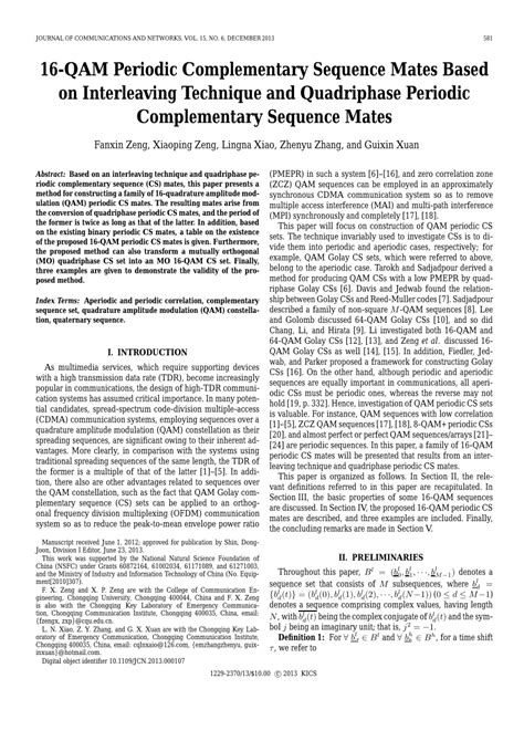 Pdf 16 Qam Periodic Complementary Sequence Mates Based On Interleaving Technique And