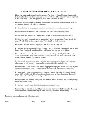 Fillable Online What Is The Scouter Code Of Conduct Aaron On Scouting Fax Email Print PdfFiller