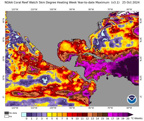 Noaa Coral Reef Watch Year To Date Maximum Global 5km Satellite Coral