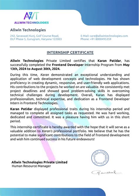 Internshipcompletion Frontenddevelopment Learningjourney… Karan