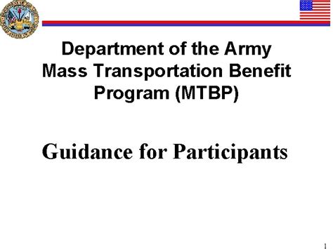 Department Of The Army Mass Transportation Benefit Program