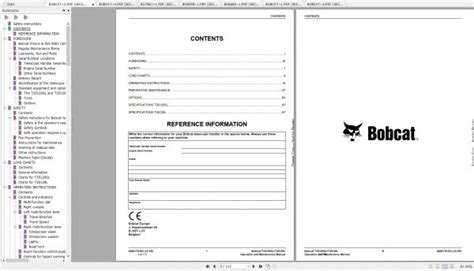 Bobcat Telescopic Handler T35120 S L Operation Maintenance Manuals