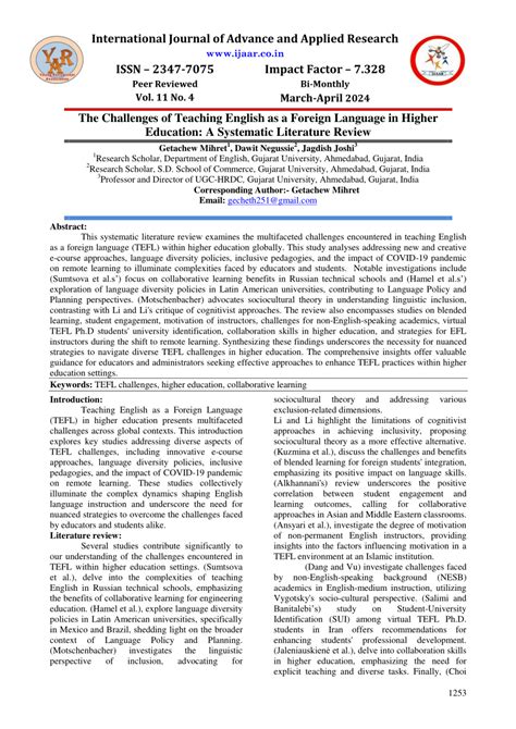 Pdf The Challenges Of Teaching English As A Foreign Language In Higher Education A Systematic