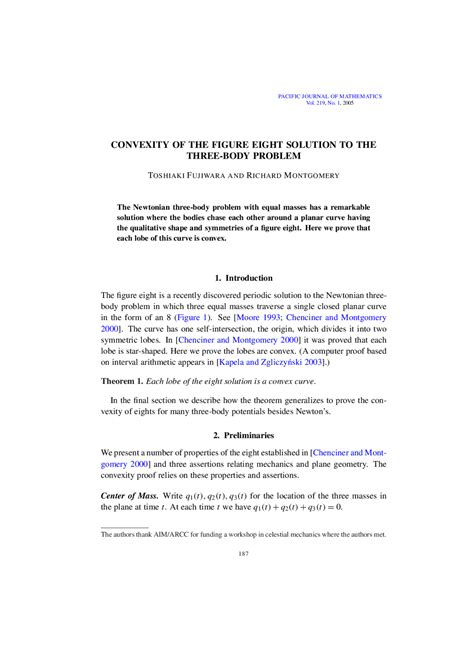 convexity of the figure eight solution to the three body problem math