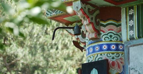 건물 건축 고대 건축 고대의 고요한 공예 구조 꽃 무늬 나무 나뭇잎 녹지 다채로운 동부의 디자인 디테일 매달린 벨 목공 문화 문화 유산