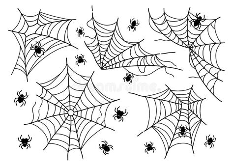 Spider Web Set Isolated On White Vector Stock Vector Illustration Of Halloween Arachnid