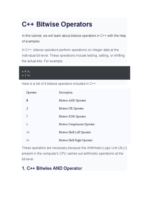 c bitwise operators pdf control flow theory of computation