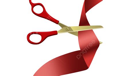 Ribbon Cutting Red Ribbon Horizontal View Red Scissors Three