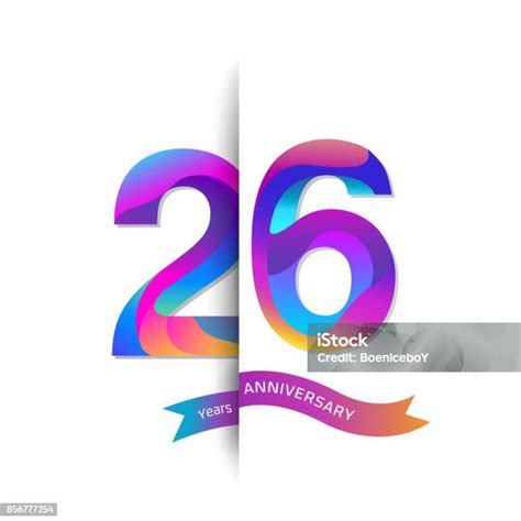 26 년 주년 다채로운 양식 번호입니다 안내 책자 전단지 포스터 웹 및 배너 디자인에 적용 가능 합니다 벡터 일러스트 레이 션 개성 개념에 대한 스톡 벡터 아트 및 기타
