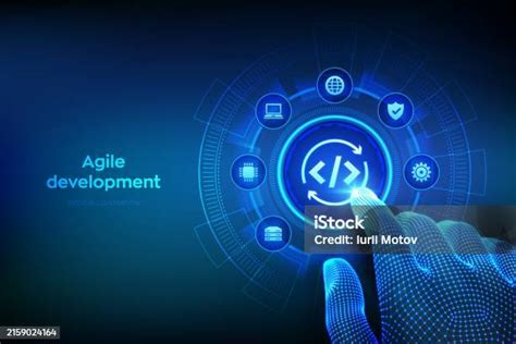 Devops Agile Development And Optimisation Concept On Virtual Screen Software Engineering