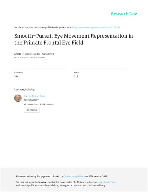 Pdf Smooth Pursuit Eye Movement Representation In The Primate Frontal Eye Field