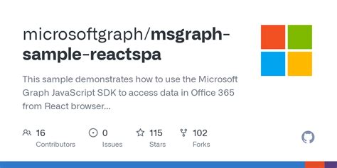 github microsoftgraph msgraph sample reactspa this sample demonstrates how to use the