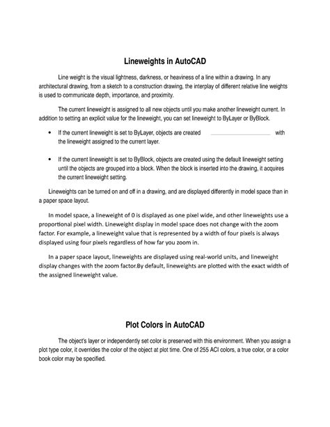 Lineweights And Plot Colors Computer Aided Drafting TIP Studocu
