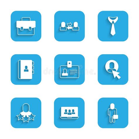 Set Identification Badge Project Team Base Businessman Worker Productive Human Resume Tie