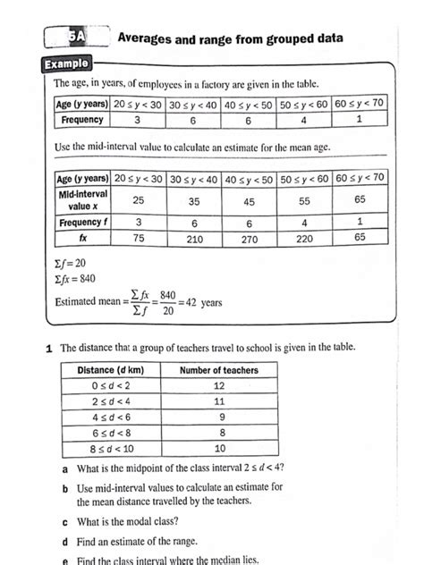 Average And Range From Grouped Of Data Pdf