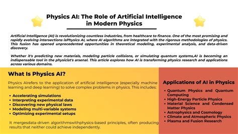 Physics Ai The Role Of Artificial Intelligence In Modern Physics Sensor One Stop The Best