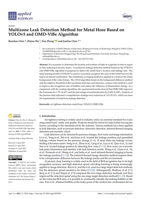 Pdf Multizone Leak Detection Method For Metal Hose Based On Yolov5
