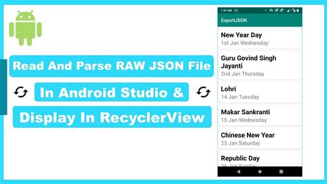 Display Items In A Recyclerview From Raw Json File Locally Android Tutorials Youtube