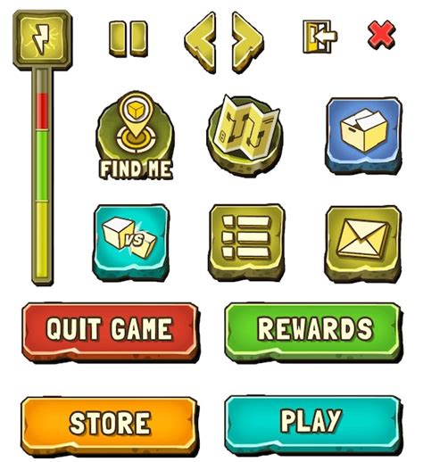 게임 Ui 버튼 터 아트 프리미엄 벡터