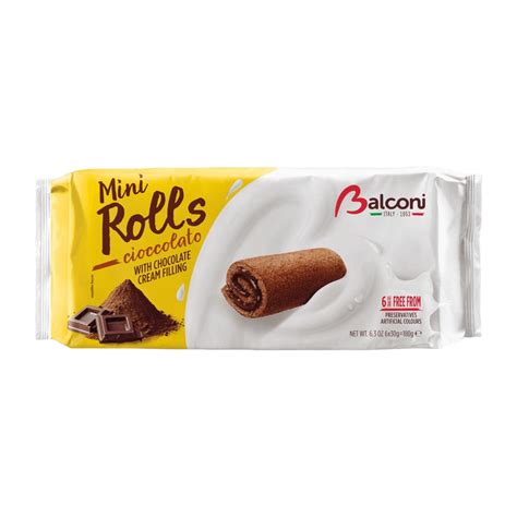 Mini Rolls With Chocolate Cream Filling By Balconi 180g Made In Eatalia