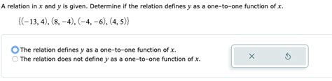 Solved A Relation In X And Y Is Given Determine If The Chegg Com