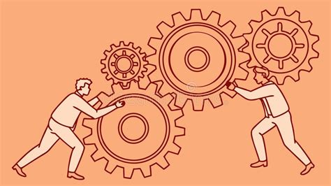 People Working With Gears Teamwork Collaboration And Progress Concept Vector Design Generative