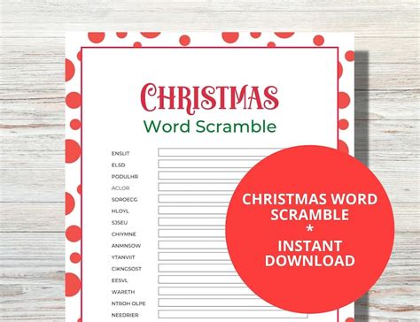 Printable Christmas Word Scramble Game Holiday Party Games Christmas