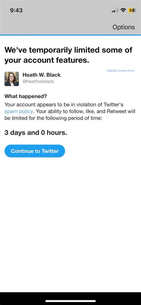蓝点网 2代目 On Twitter 推特安全团队正在修复大量用户账号被判定为发送垃圾信息而临时封号 3 天的问题。 全文链接： 99262 自昨天开始就有