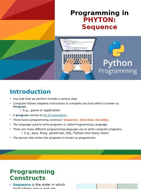 Programming In Phyton Sequence Pdf Computer Programming Computer Program