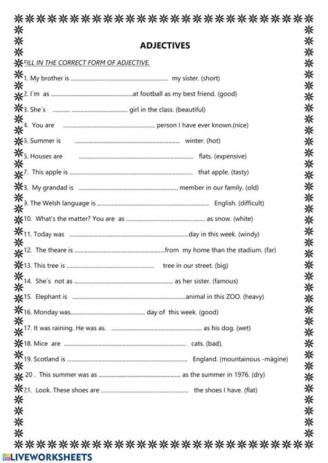 Degrees Of Comparison Of Adjectives Worksheet
