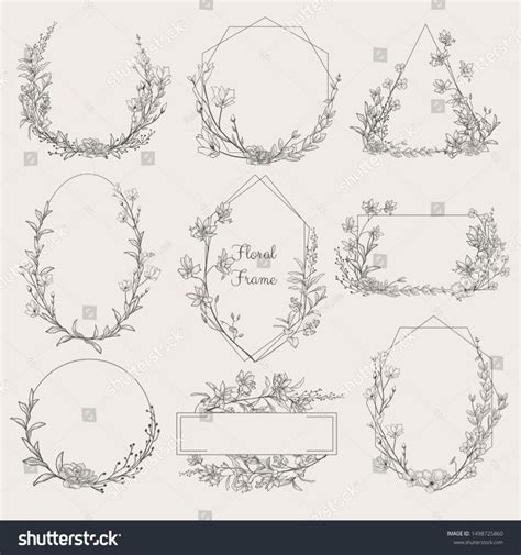 Коллекция геометрических векторных цветочных рамок Круглые стоковая векторная графика без